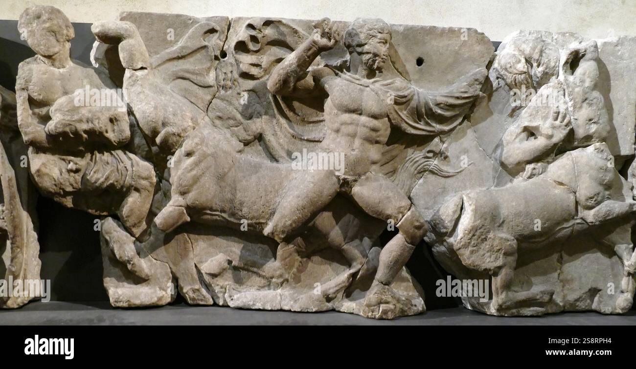 The Bassae Frieze comprises a series of relief marble sculptures from ...