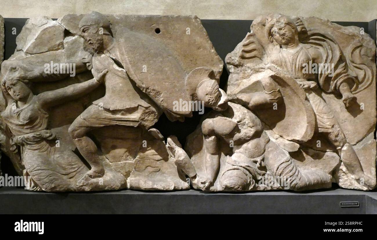 The Bassae Frieze comprises a series of relief marble sculptures from ...