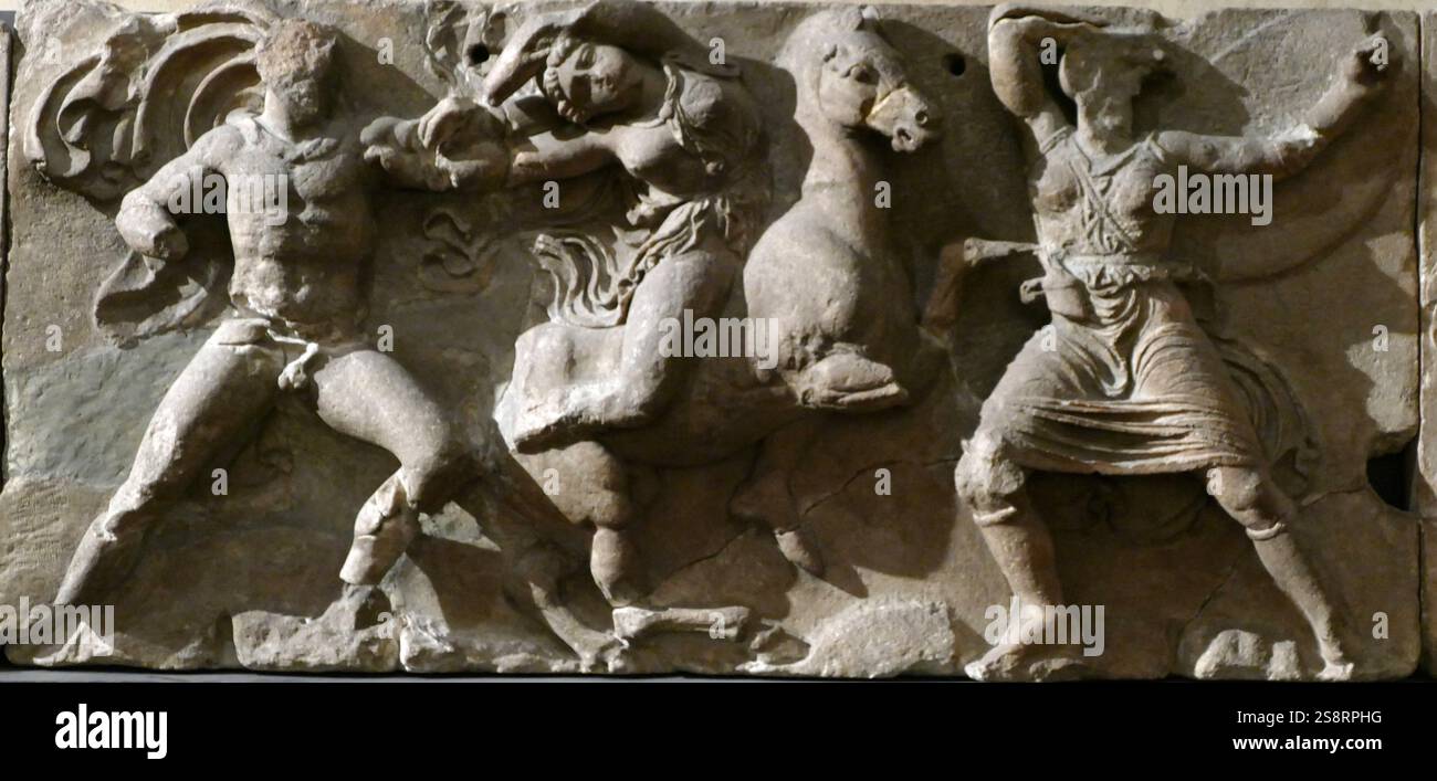 The Bassae Frieze comprises a series of relief marble sculptures from ...