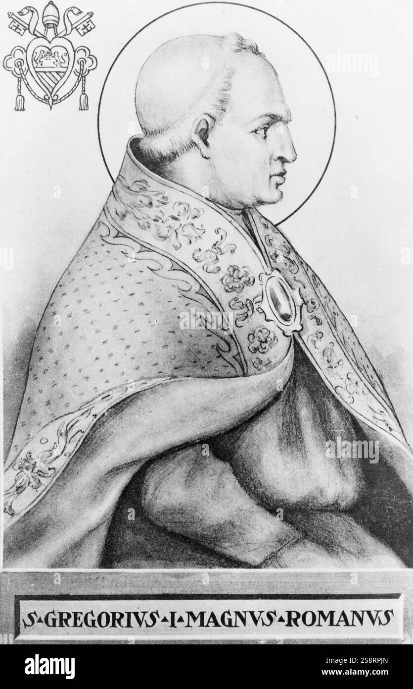 Portrait of Pope Gregory I, commonly known as Saint Gregory the Great. Dated 20th Century Stock ...