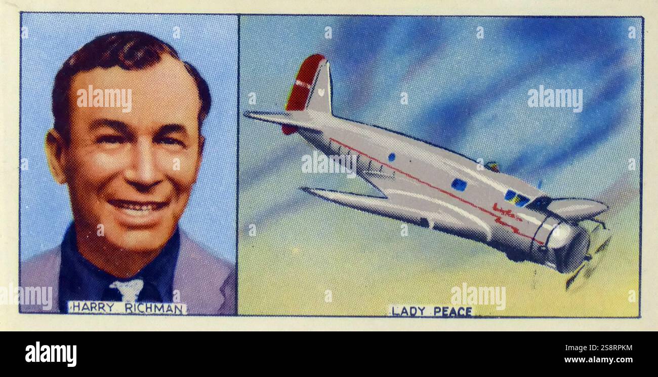 Illustration depicting Harry Richman and his plane Lady Peace. Harry ...