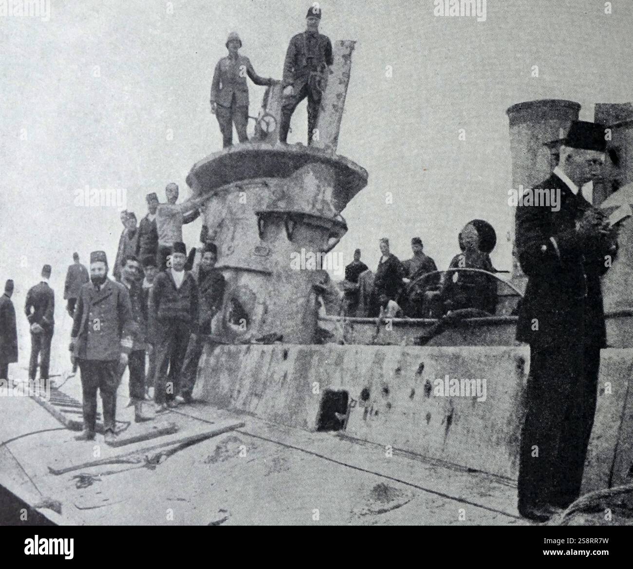 Listening for submarines during World War I. The hydrophone was a ...