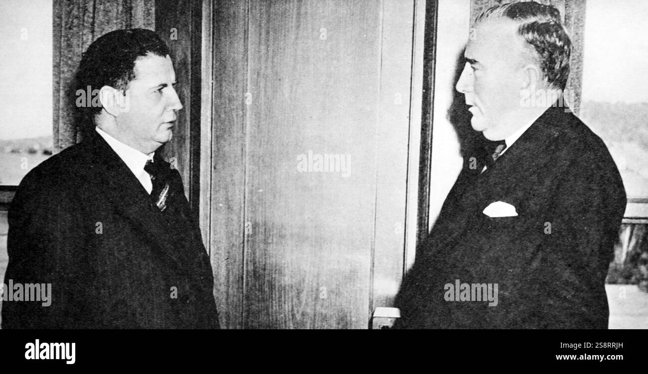 Arthur William Fadden and Robert Gordon Menzies, leaders of the Anti ...