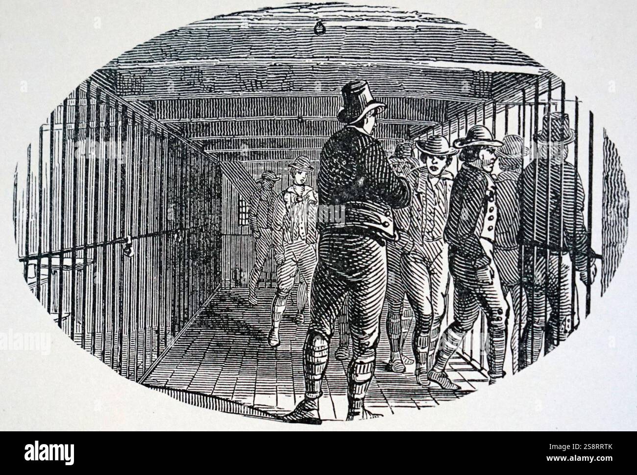 Interior of a British prison transportation ship (prison hulk) used to ...