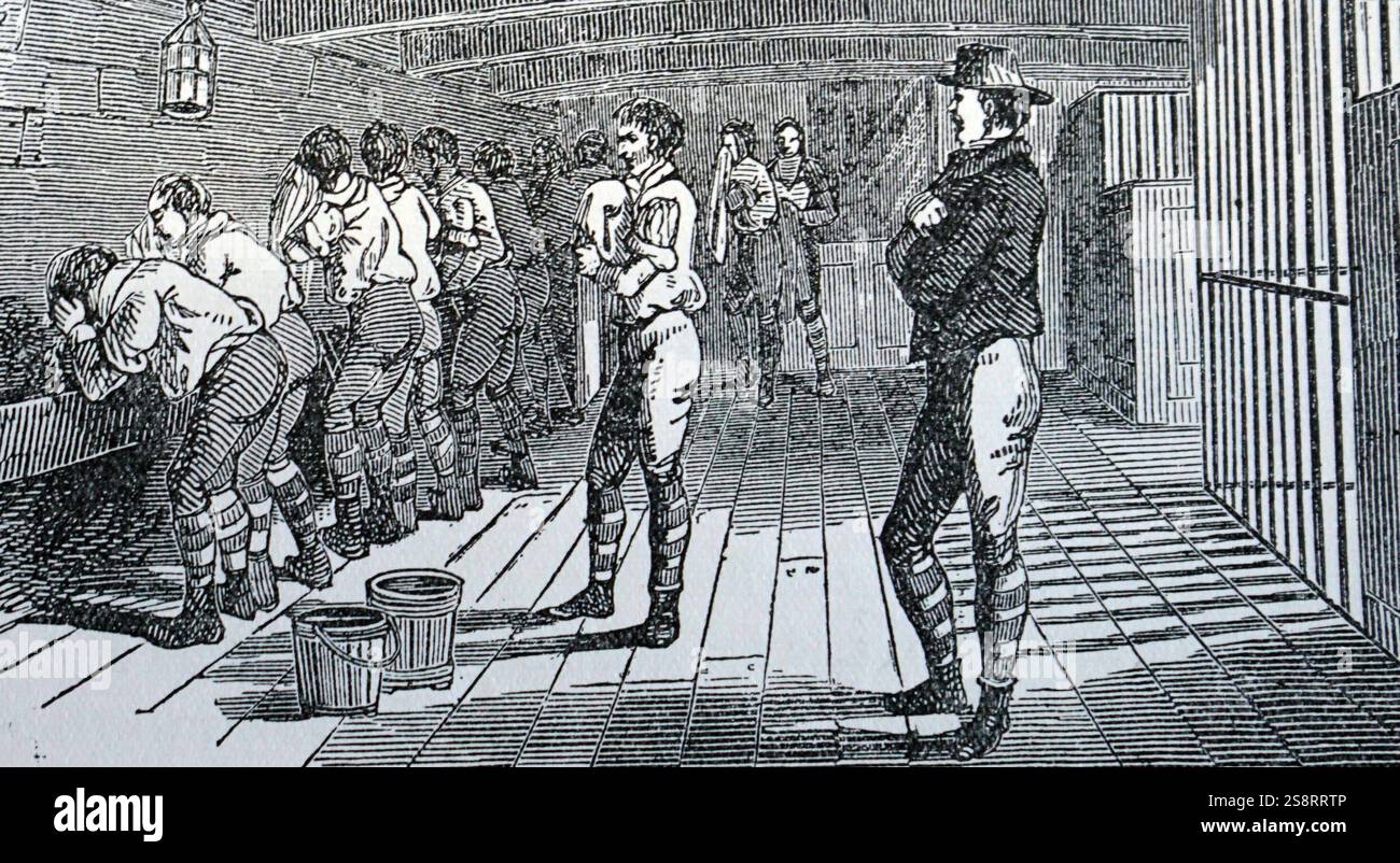 Interior of a British prison transportation ship (prison hulk) used to ...