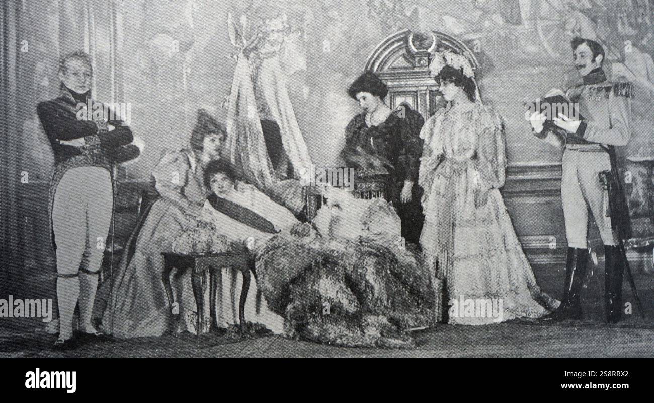 Representation of “The Aiglon”. The Death Scene. Sarah Bernhardt as the ...