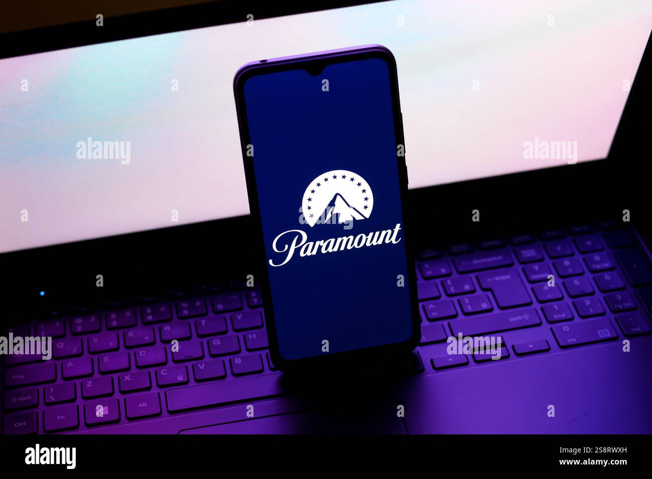 In this photo illustration, the Paramount logo is seen displayed on a ...