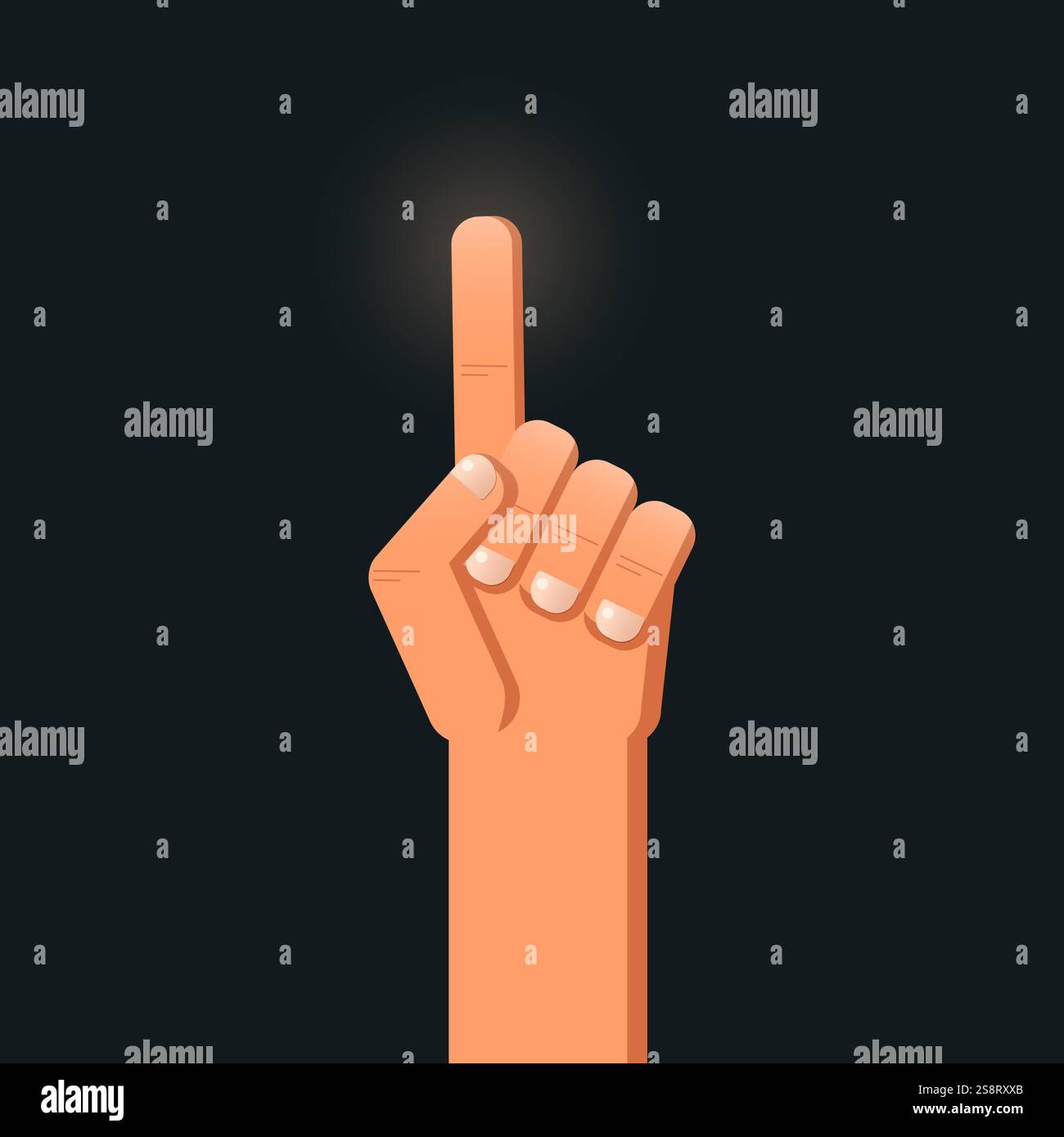 Index one finger raised up. Concept of idea, truth, spirit, energy ...