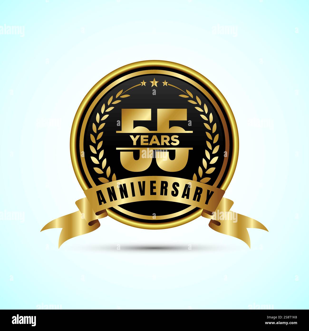 55th years anniversary icon logo design birthday celebration, Golden ...