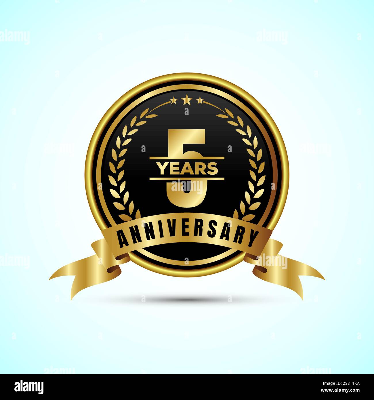 5th years anniversary icon logo design birthday celebration, Golden ...