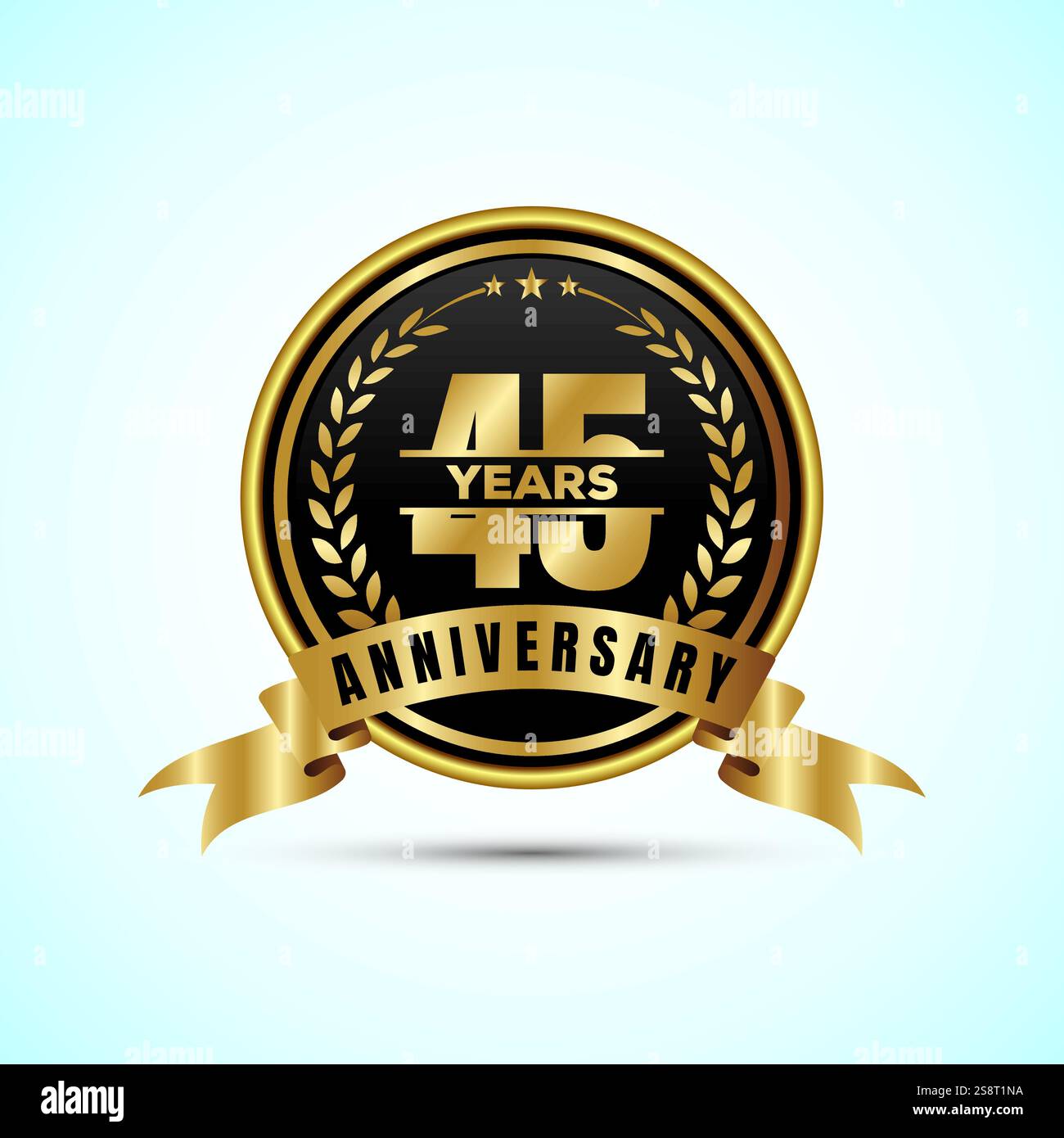 45th years anniversary icon logo design birthday celebration, Golden ...