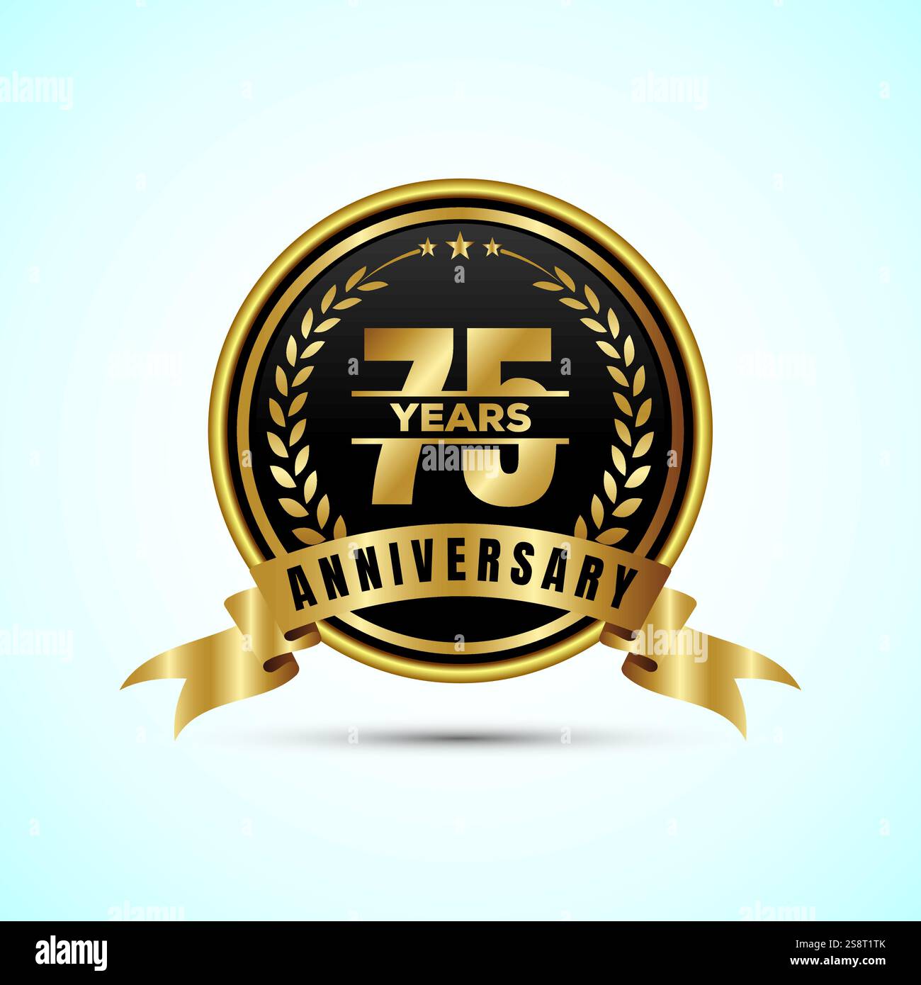 75th years anniversary icon logo design birthday celebration, Golden ...