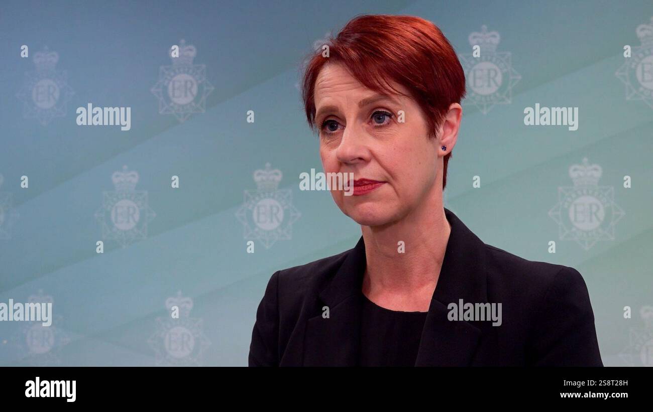 Screen grab taken from PA video of Sarah Hammond speaking at Merseyside ...