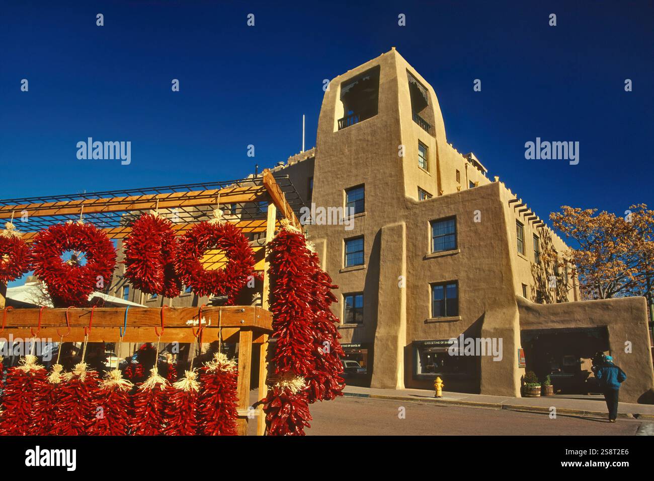 Chili pepper ristras (strings), La Fonda Hotel, Santa Fe, New Mexico ...