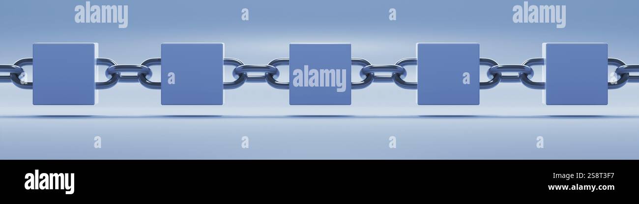 A blockchain symbol wide banner. 3D illustration Stock Photo - Alamy