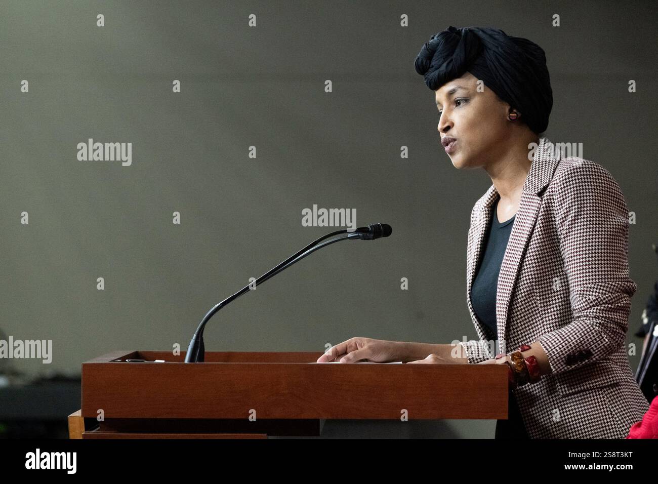 United States Representative Ilhan Omar (Democrat of Minnesota) makes a ...