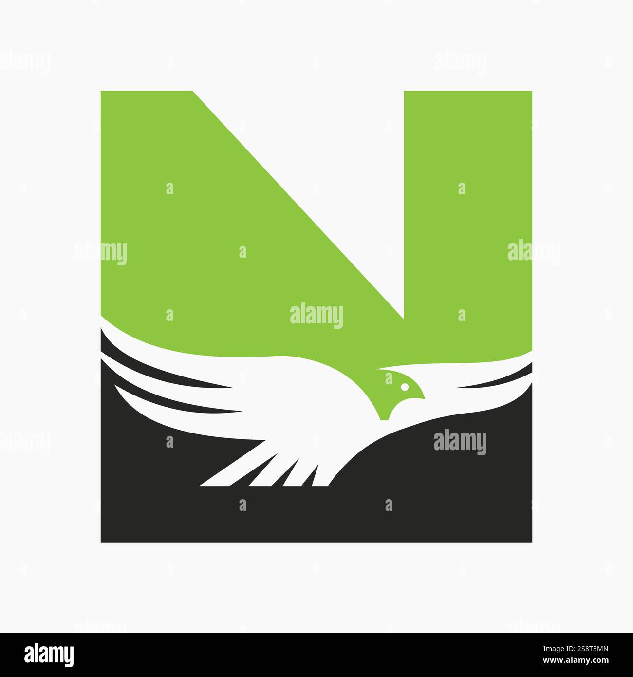 Monogram Letter N Flying Eagle Logo Concept For Speed Icon and ...