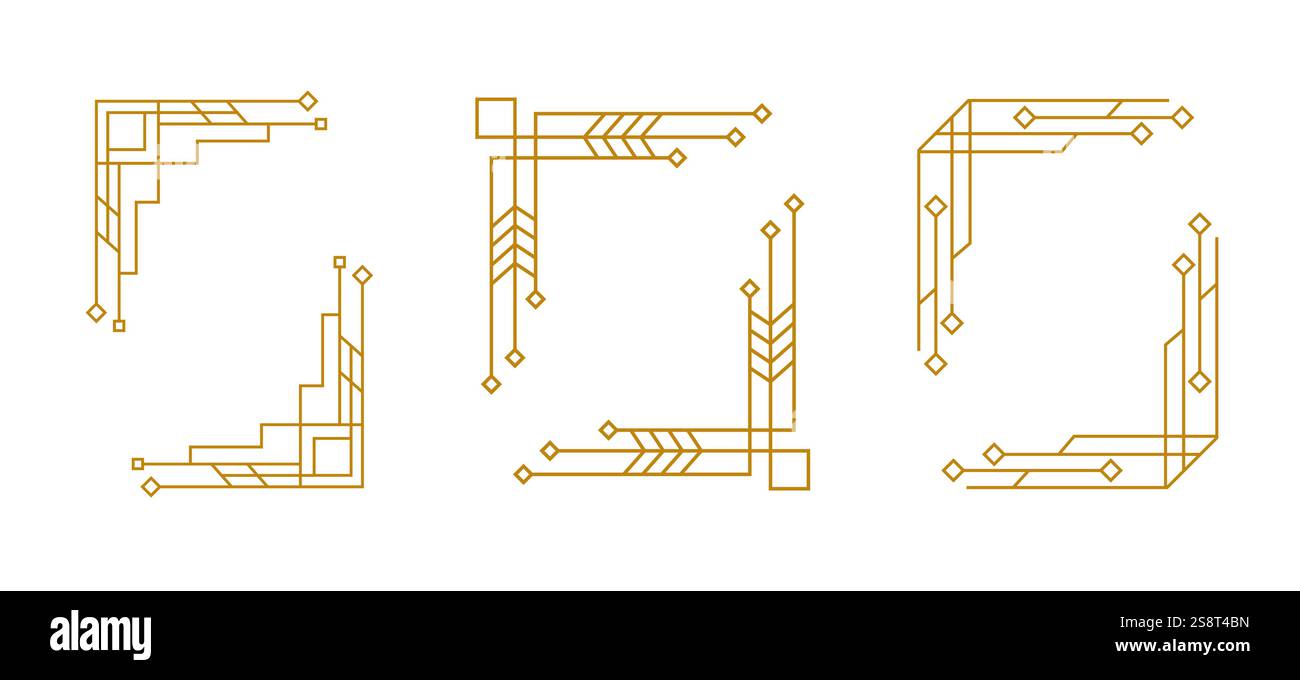 Art Deco Line Gold Frames Set Stock Vector Image & Art - Alamy