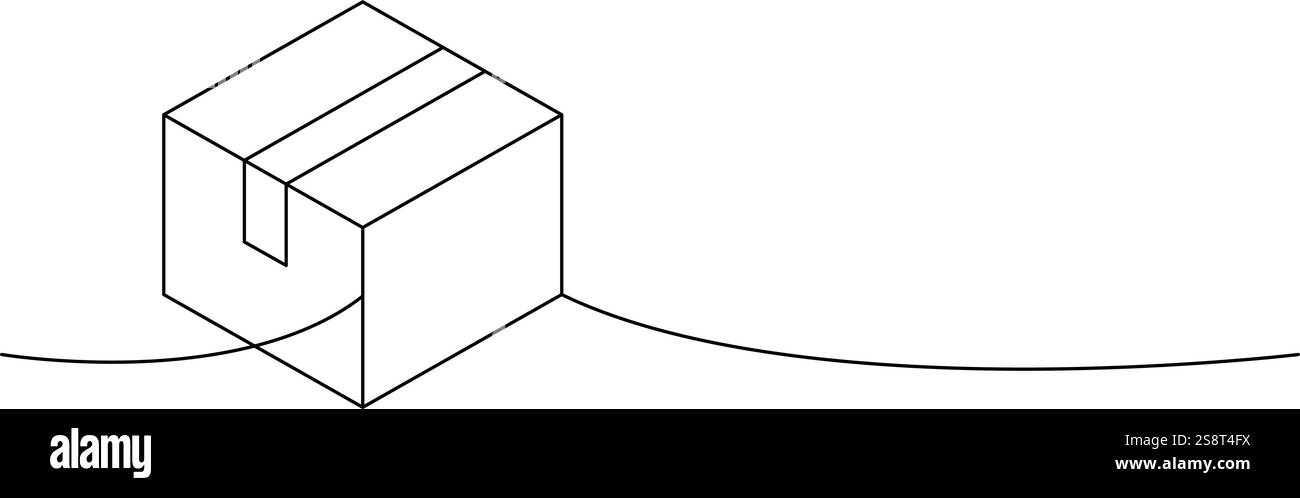 Paper box one line continuous drawing. Packaging box. Vector ...