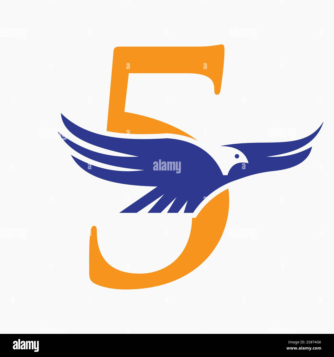 Monogram Letter 5 Flying Eagle Logo Concept For Speed Icon and ...
