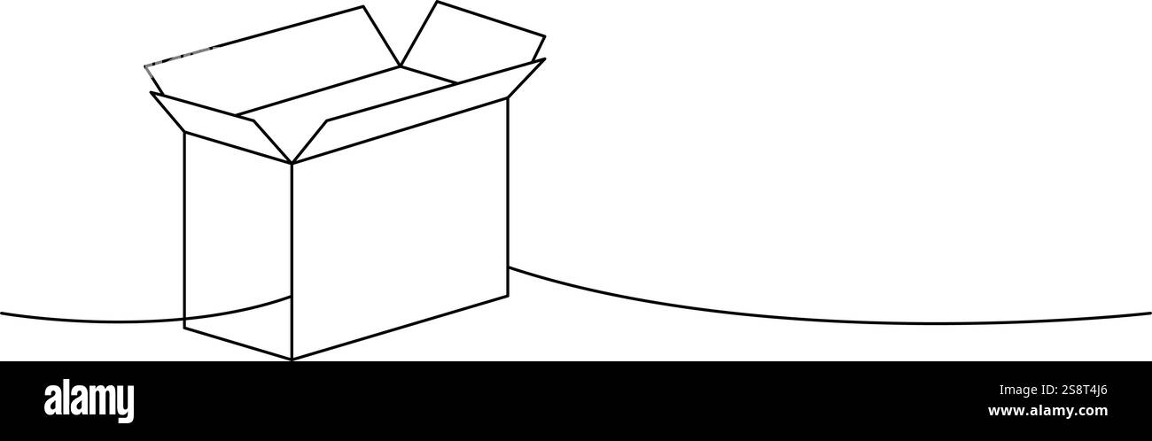 Package box one line continuous drawing. Carton delivery packaging box ...