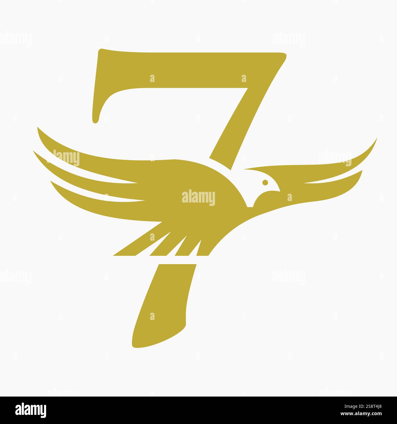Monogram Letter 7 Flying Eagle Logo Concept For Speed Icon and ...