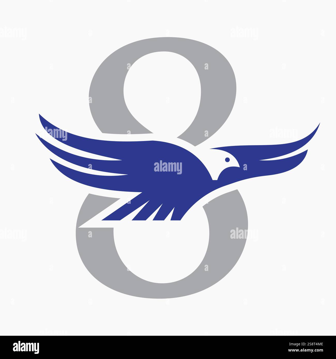 Monogram Letter 8 Flying Eagle Logo Concept For Speed Icon and ...