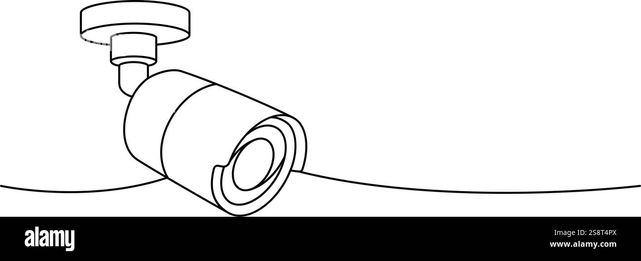 Surveillance camera one line continuous drawing. Security surveillance ...