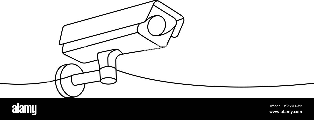 Safety camera one line continuous drawing. Video surveillance. Vector ...