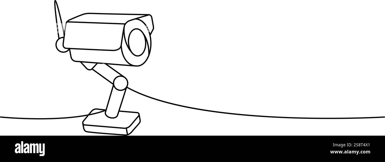 Security video camera one line continuous drawing. Video surveillance ...