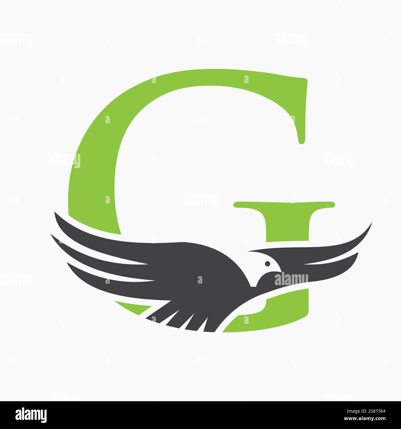 Monogram Letter G Flying Eagle Logo Concept For Speed Icon and ...