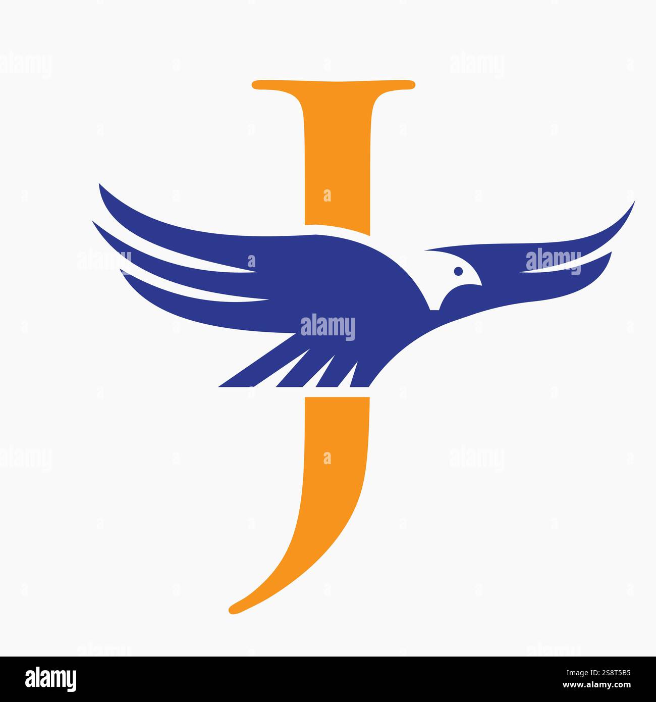 Monogram Letter J Flying Eagle Logo Concept For Speed Icon and ...