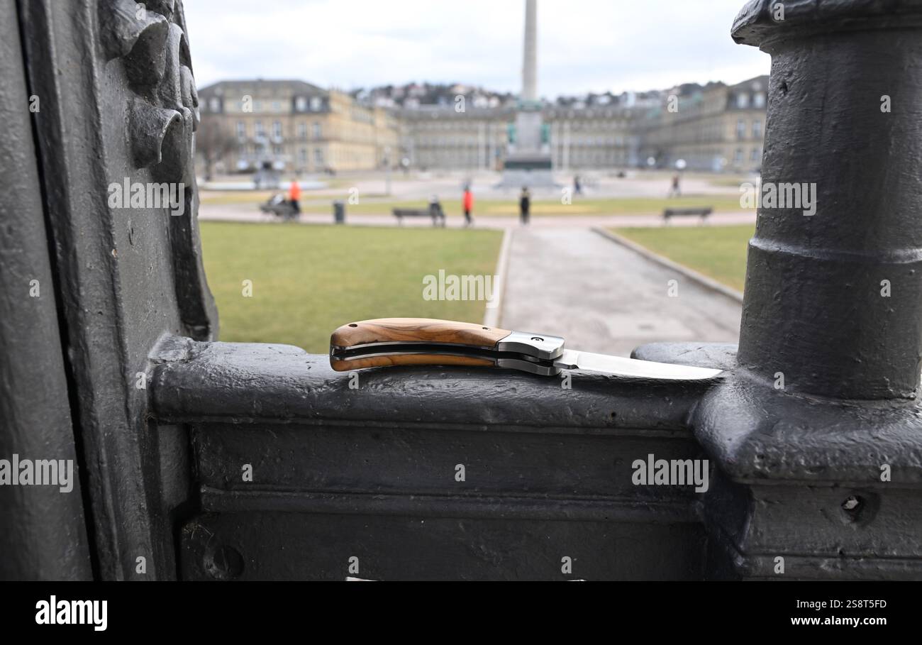 Stuttgart, Germany. 23rd Jan, 2025. A knife lies ready to hand in the ...
