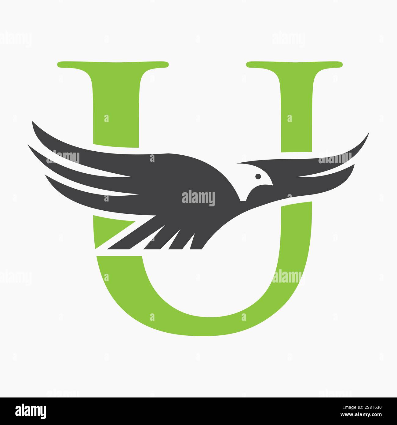 Monogram Letter U Flying Eagle Logo Concept For Speed Icon and ...