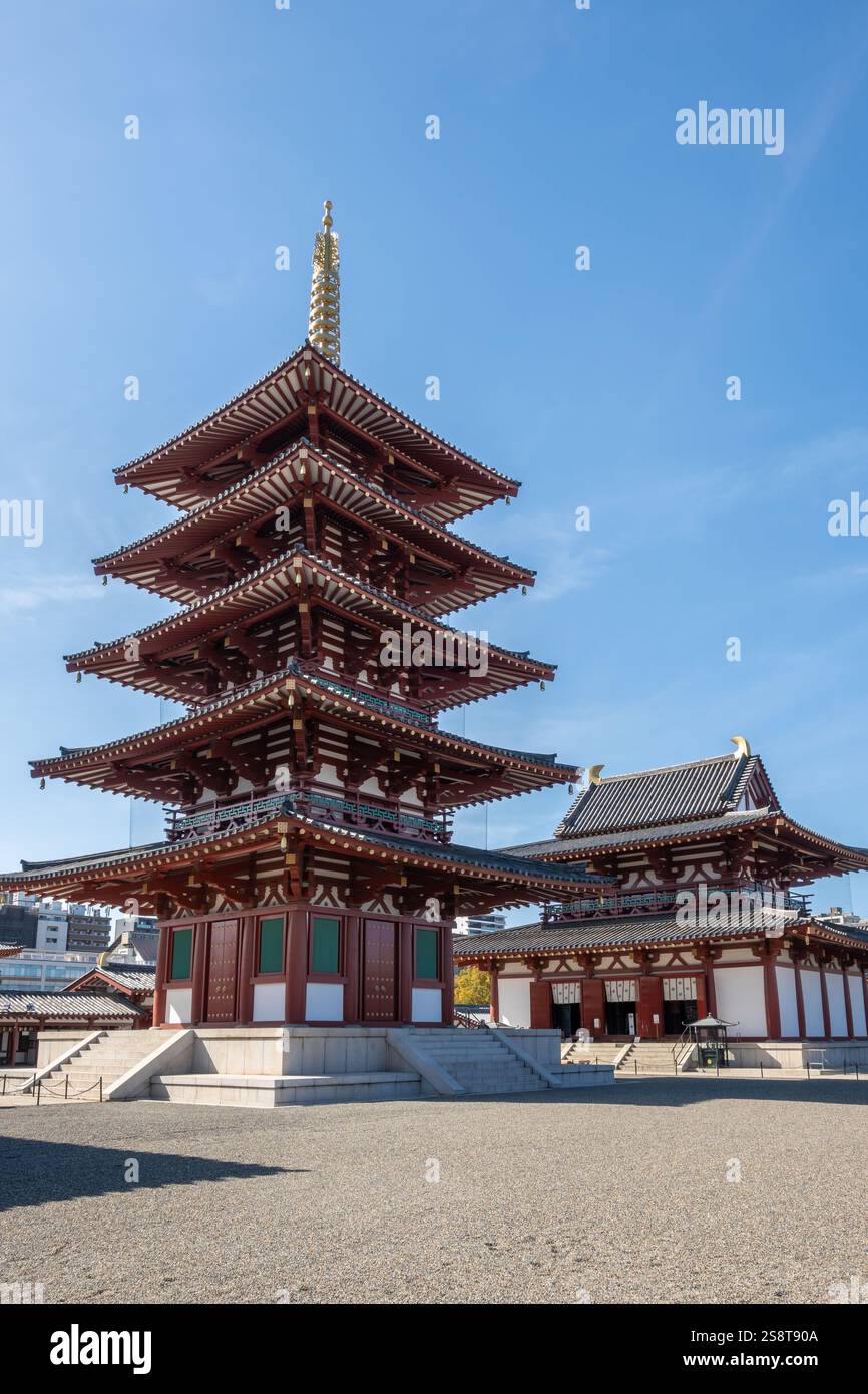 Ancient Shitennoji Temple Pagoda in Osaka, Japan Stock Photo - Alamy