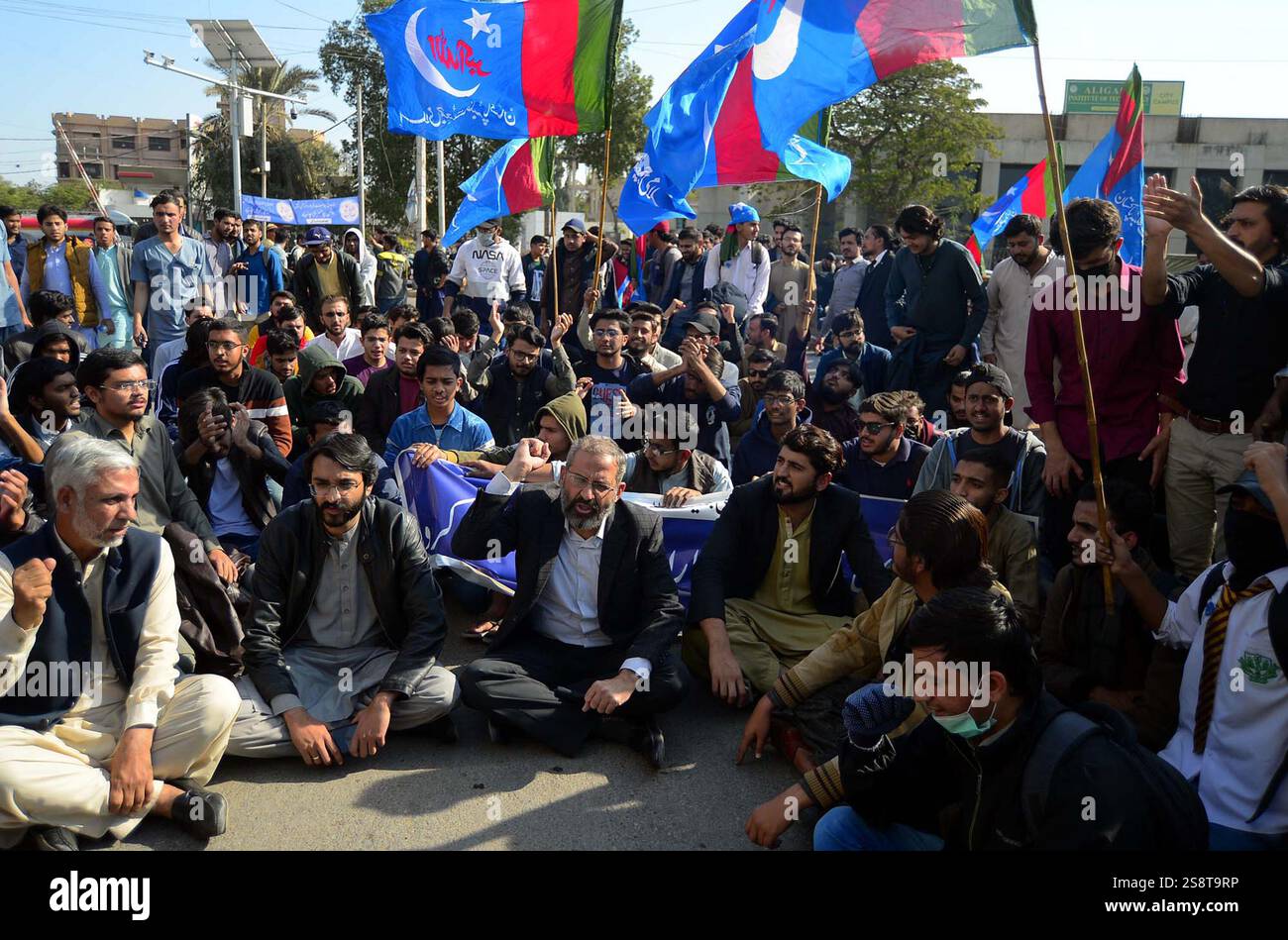 Members of Islami Jamiat Tulba are holding are holding protest rally ...