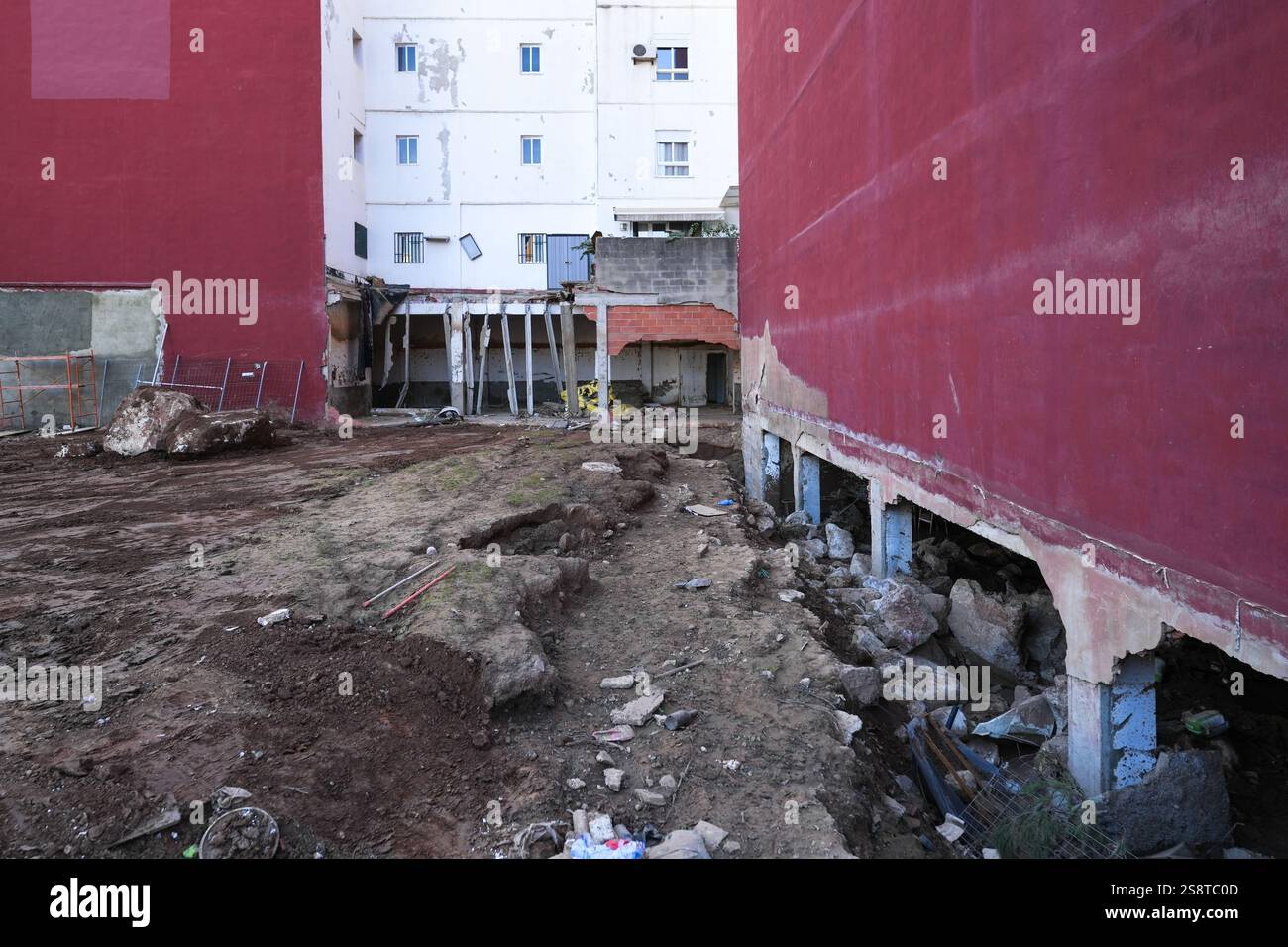 House basement damaged after DANA flooding. Structural problems in ...