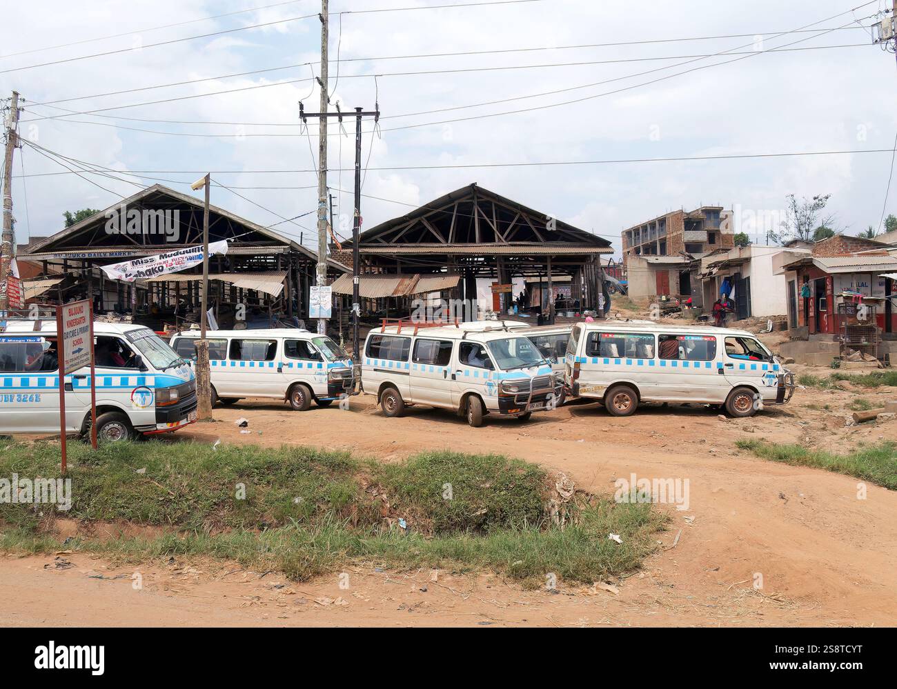 passenger transport, minibus, settlement, Uganda, East Africa Stock ...