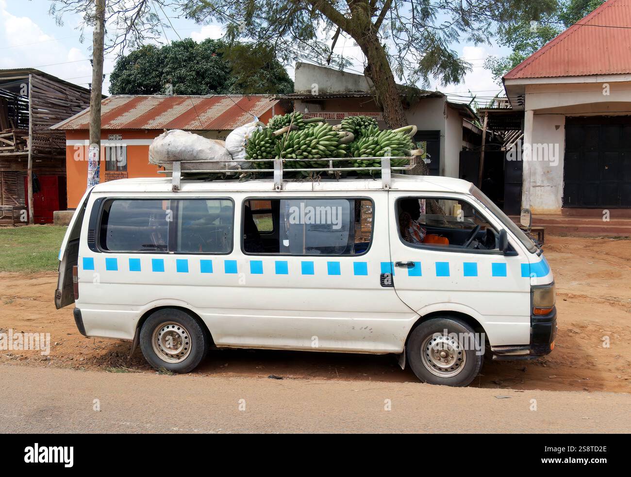 passenger transport, minibus, settlement, Uganda, East Africa Stock ...
