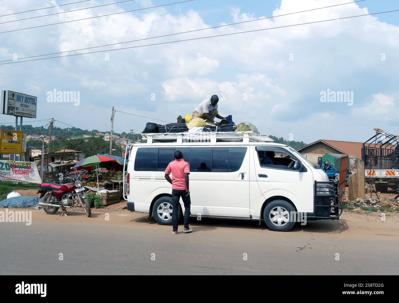 passenger transport, minibus, settlement, Uganda, East Africa Stock ...