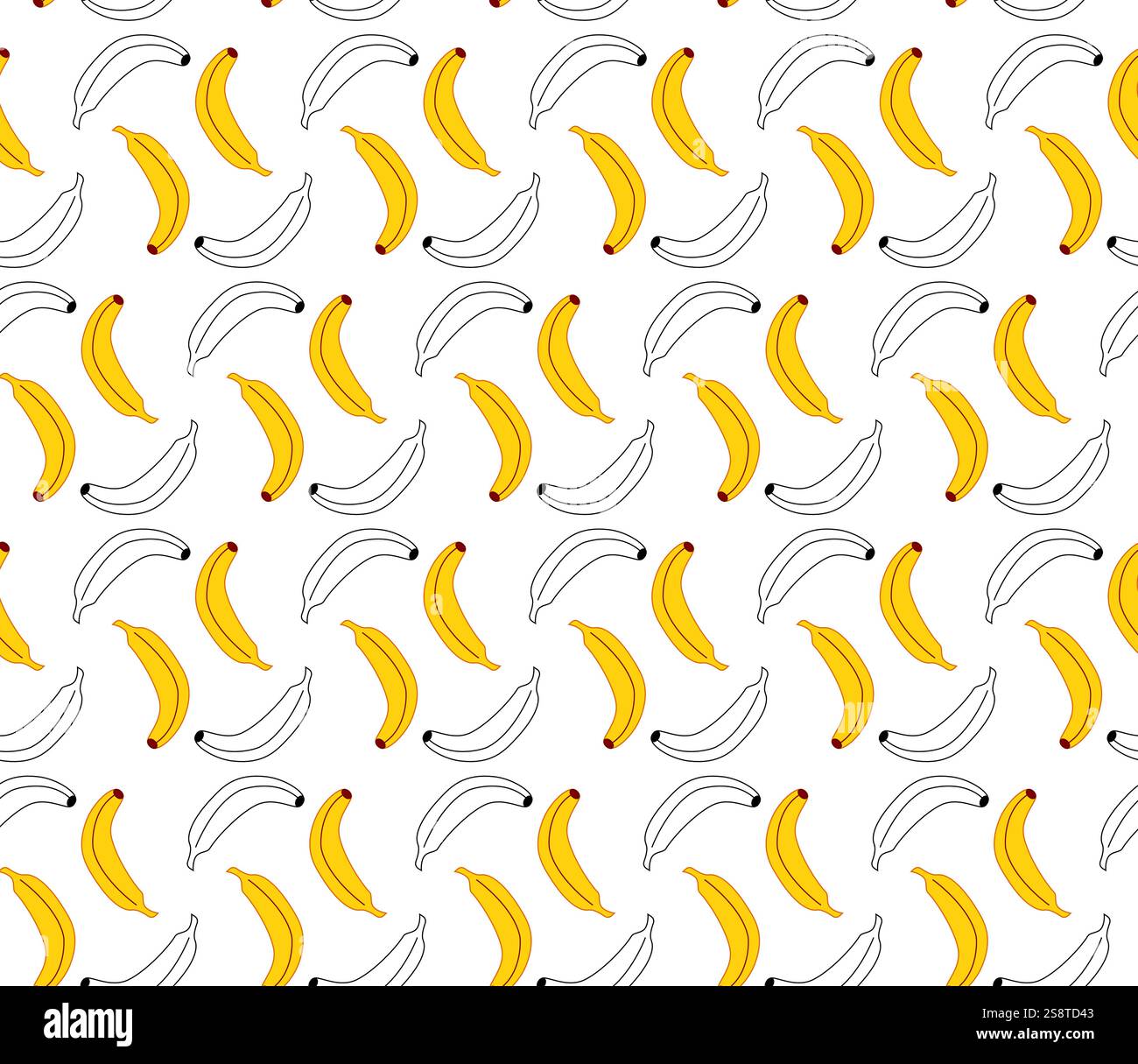Bananas seamless pattern. Vector graphic line illustration Stock Vector ...