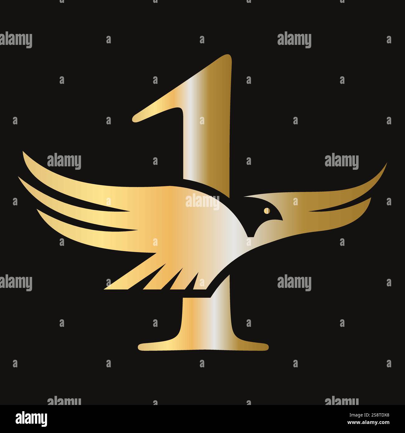 Initial Letter 1 Flying Eagle Logo Concept For Speed Icon and ...