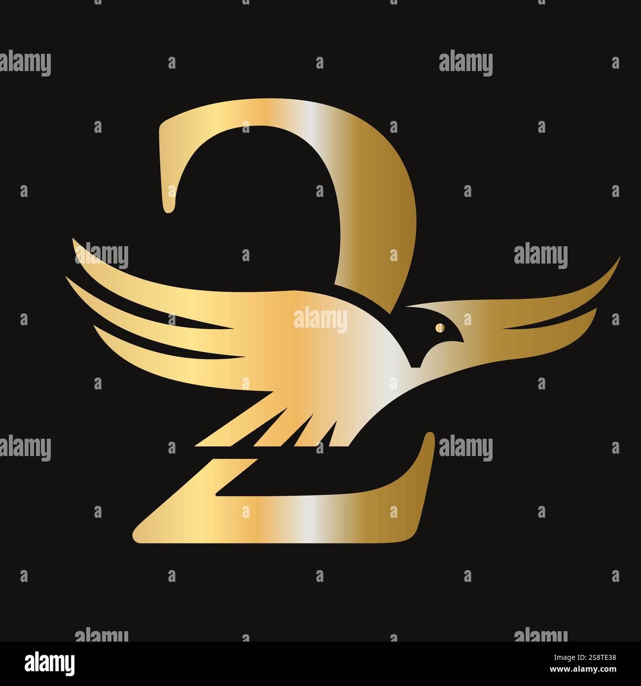 Initial Letter 2 Flying Eagle Logo Concept For Speed Icon and ...