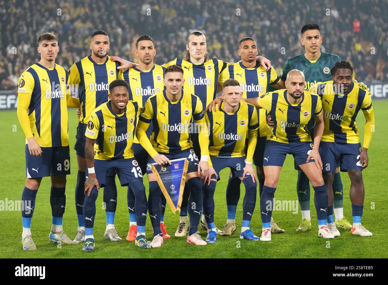 Fenerbahce's players pose for a team photo at the beginning of the ...