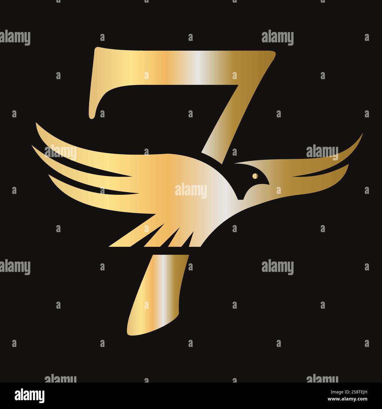 Initial Letter 7 Flying Eagle Logo Concept For Speed Icon and ...
