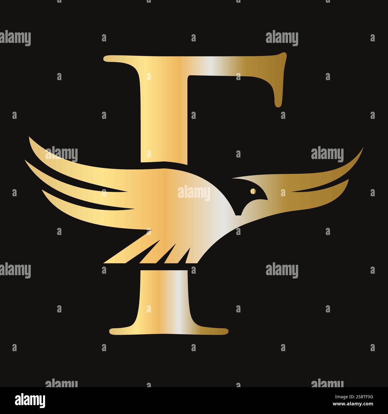 Initial Letter F Flying Eagle Logo Concept For Speed Icon and ...