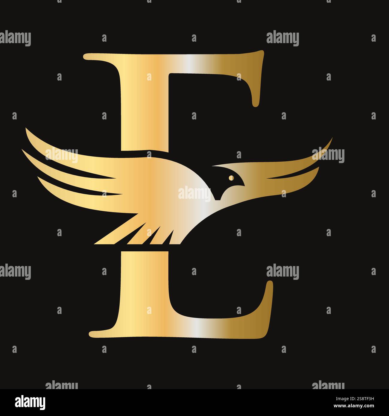 Initial Letter E Flying Eagle Logo Concept For Speed Icon and ...