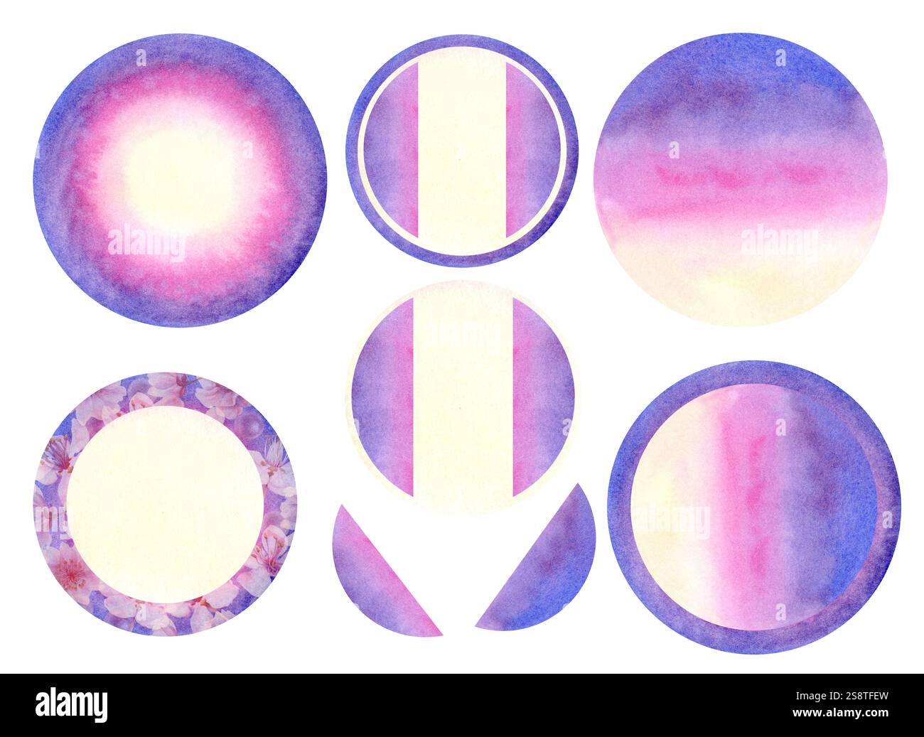 Frame of purple blue pink yellow abstract background with floral ...