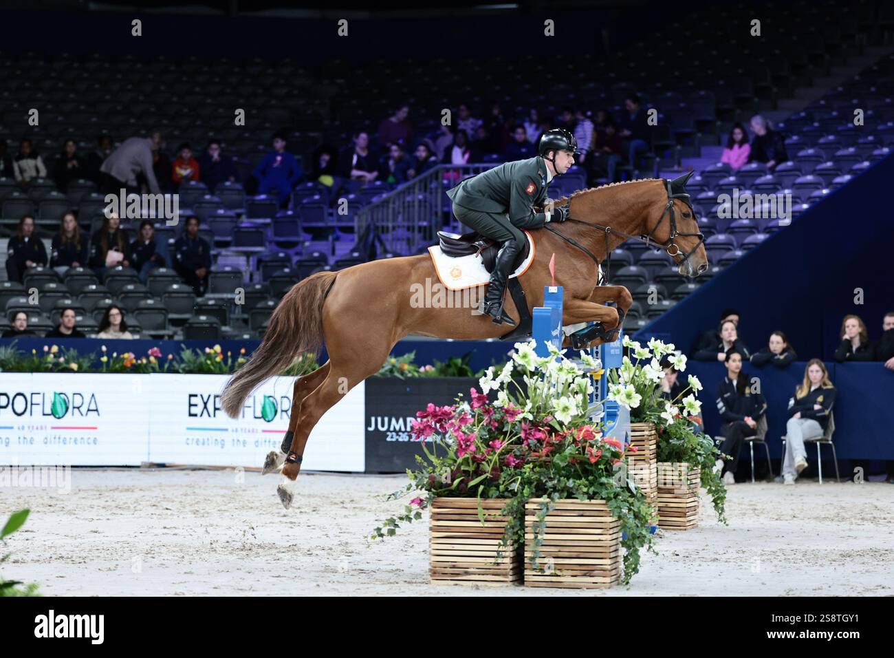 Christoff Gangl with Never-Expected during the Stal Bosgoed Prize 1.30m at the Jumping Amsterdam ...