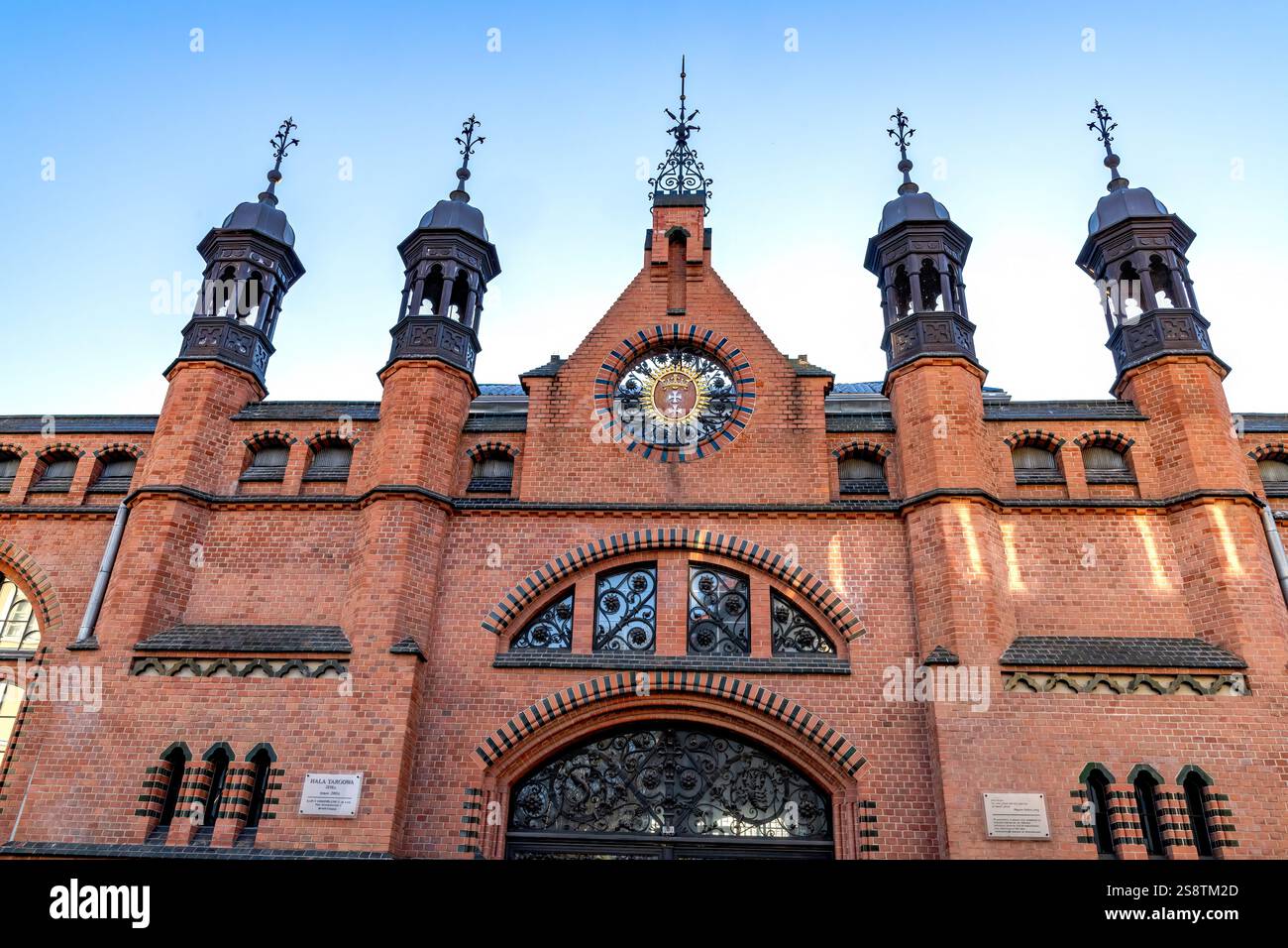 Colorful old facade Hala Targowa Market Hall, Gdansk, Poland. Old ...